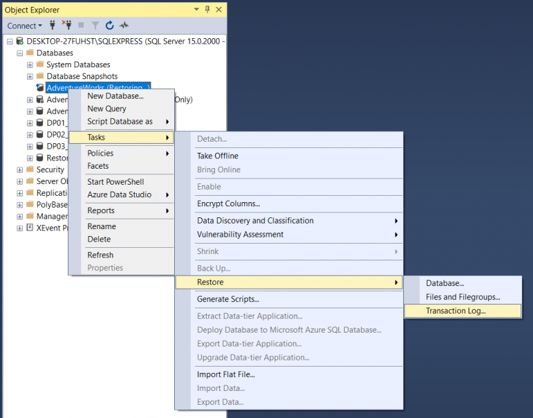Database stuck in RESTORING state - SqlBak Blog