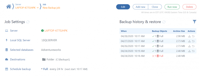 SQL Server backup report (History & Restore) - SqlBak Blog