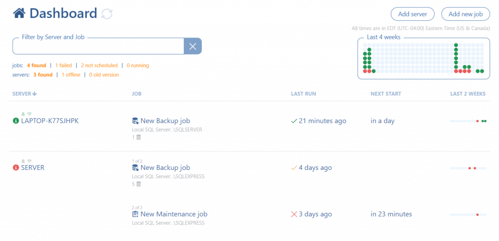 SqlBak New Dashboard page - SqlBak Blog
