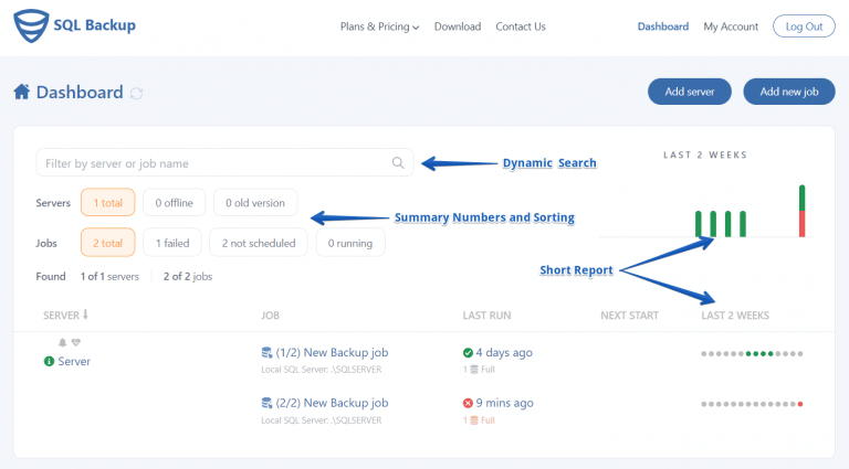 SqlBak New Dashboard - SqlBak Blog
