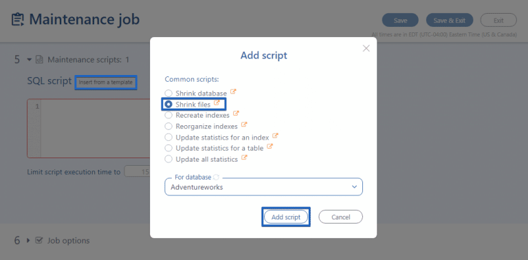 SqlBak Maintenance job (Insert from a template) - SqlBak Blog