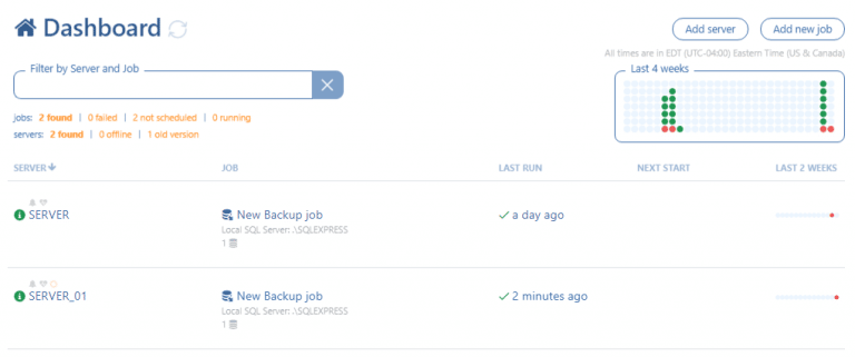SqlBak Dashboard page - SqlBak Blog