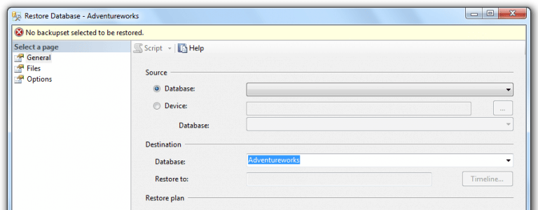 No Backupset Selected to be Restored - SqlBak Blog