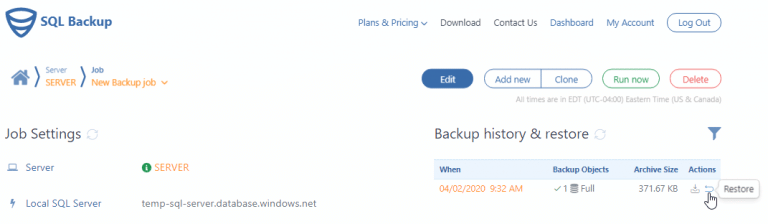 How to backup and restore Microsoft Azure Cloud SQL Database - SqlBak Blog